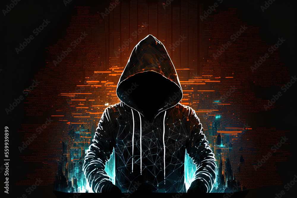 personal data theft and hacking concept with abstract digital metaverse ...