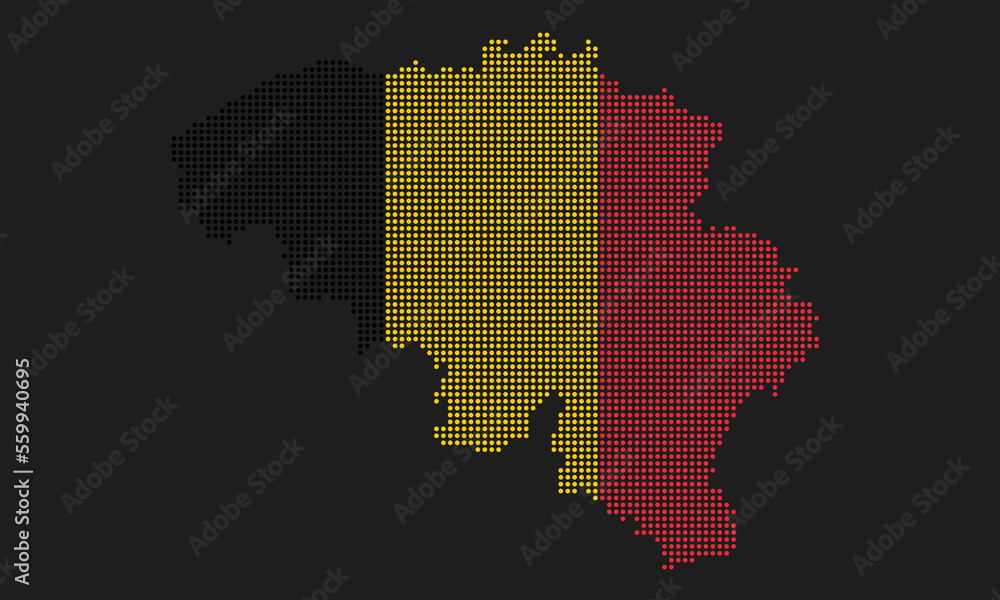 Belgium map flag with grunge texture in mosaic dot style. Abstract pixel vector illustration of ...