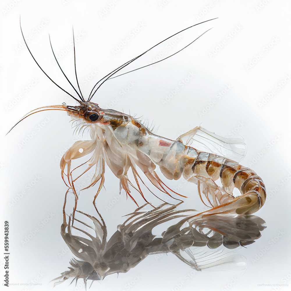 Amano Shrimp full body image with white background ultra realistic ...