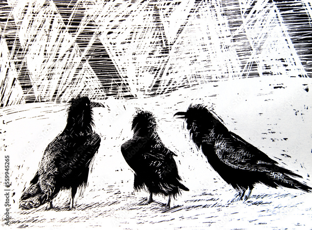 3 crows Stock Illustration | Adobe Stock