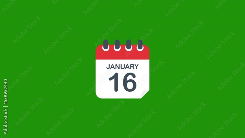 Vídeo do Stock: 16 january on the calendar, 2d animation motion ...