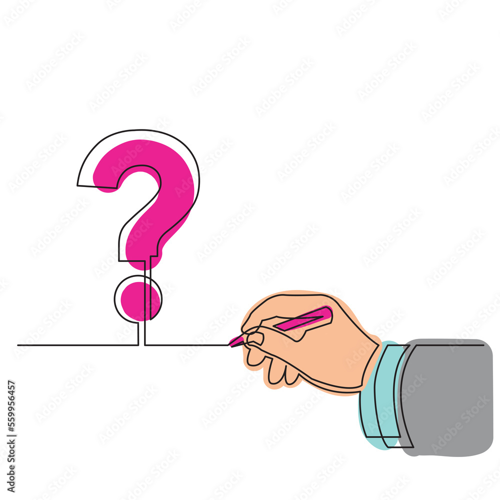 continuous line drawing hand drawing question colored PNG image with ...