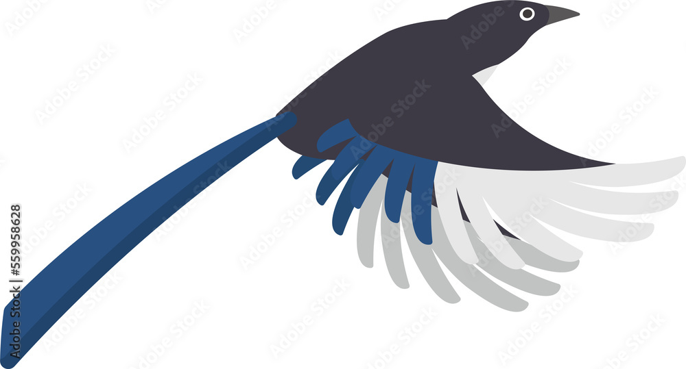 Cartoon comic vector illustration icon of magpie or blue magpie, bird ...