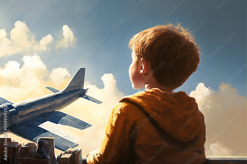 The boy flying in the sky with the planes. A boy who imagines he's a ...
