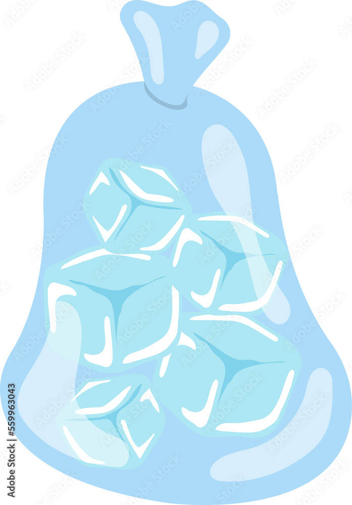 Cartoon comic vector icon of a bag of ice cubes Stock Illustration ...
