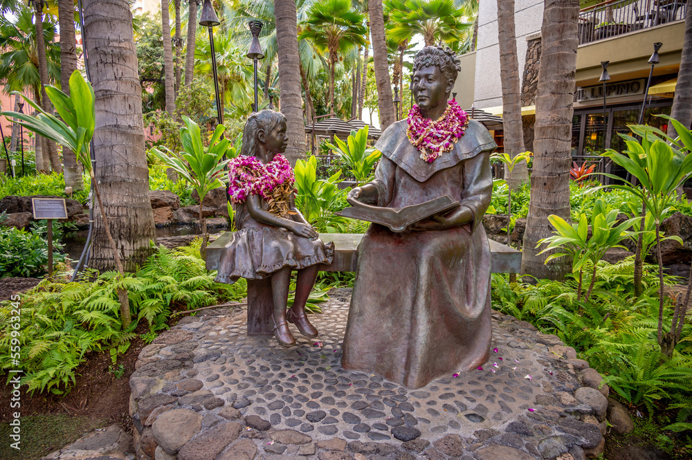 Honolulu, Hawaii - January 1, 2022: Princess Bernice Pauahi in bronze ...