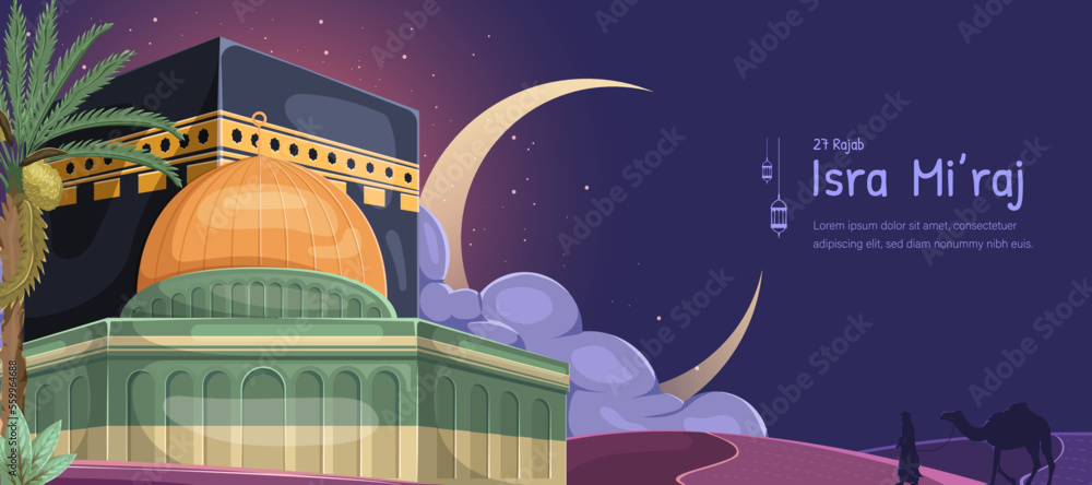 Al-Isra wal Mi'raj Translate: The Night Journey Prophet Muhammad Vector ...