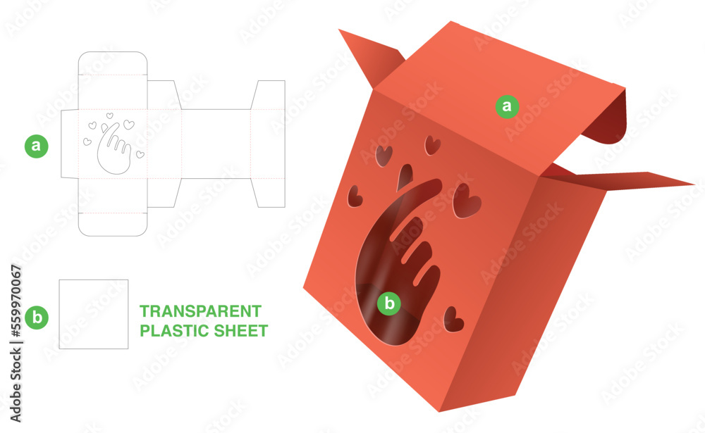 box die cut template and 3D mockup Stock Vector | Adobe Stock