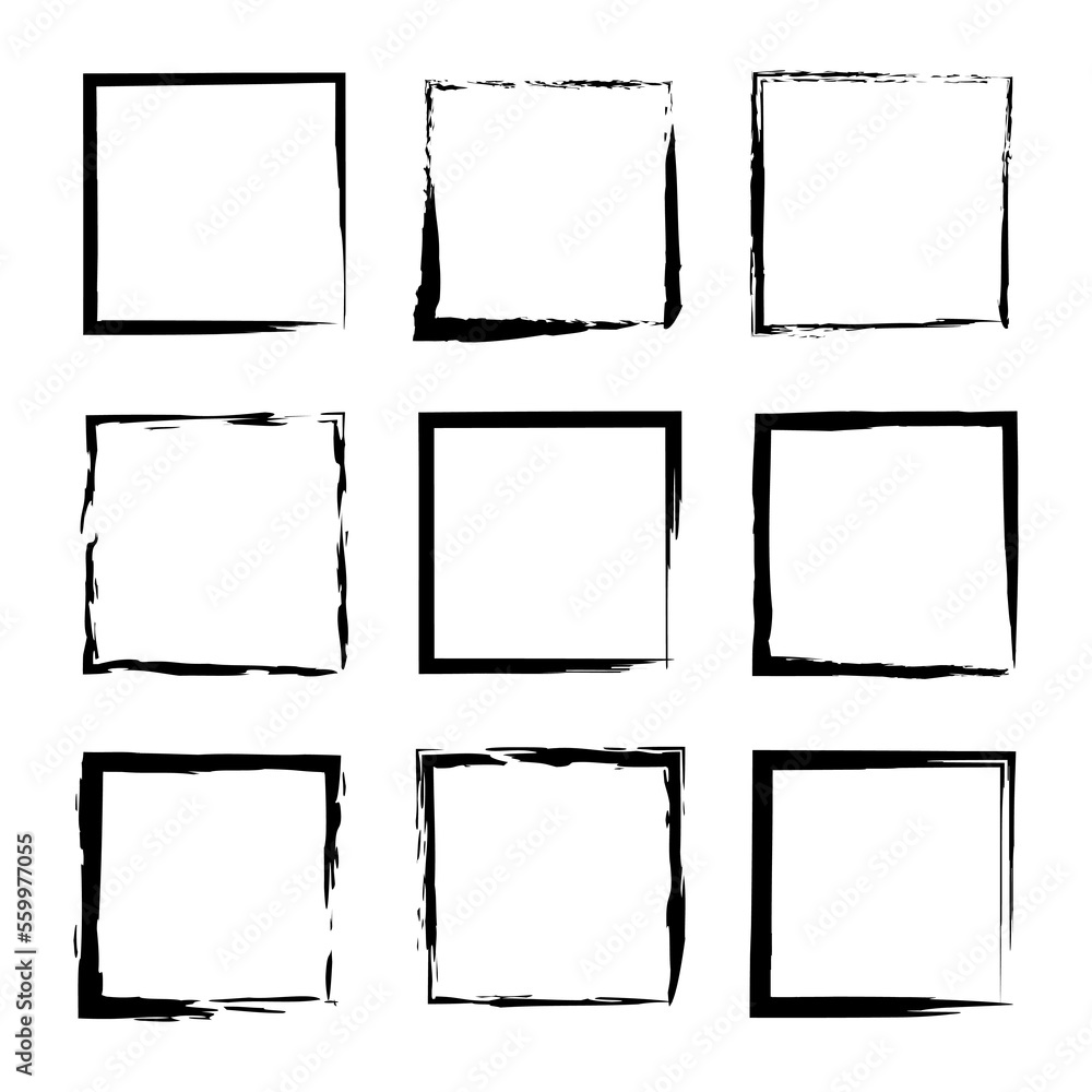 brush squares. Ink paint brush stain square. Grunge texture. Vector ...
