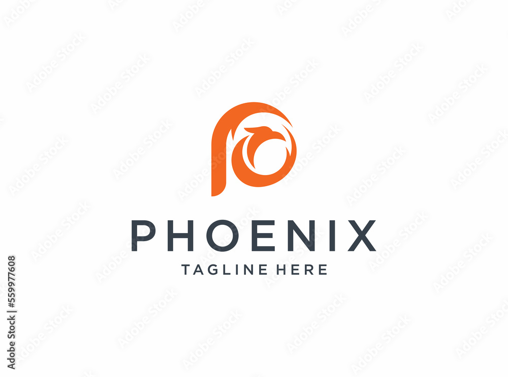 letter P with phoenix silhouette logo design inspiration Stock 벡터 ...