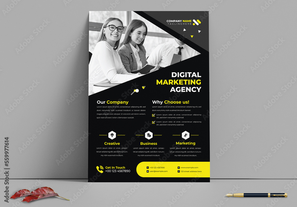 Digital Creative Agency Flyer Design Layout Stock Template | Adobe Stock