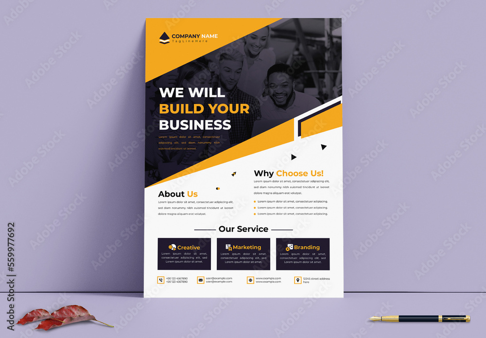 We Will Build Your Business Flyer Design Stock Template | Adobe Stock