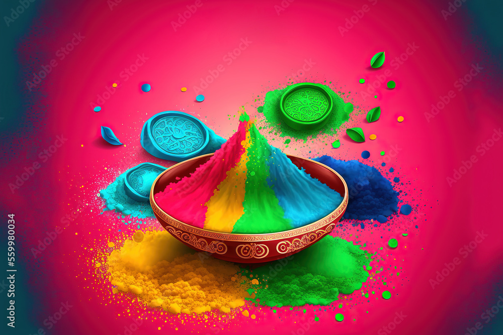 Happy Holi Festival Of Colors Illustration Of Colorful Gulal For Holi ...