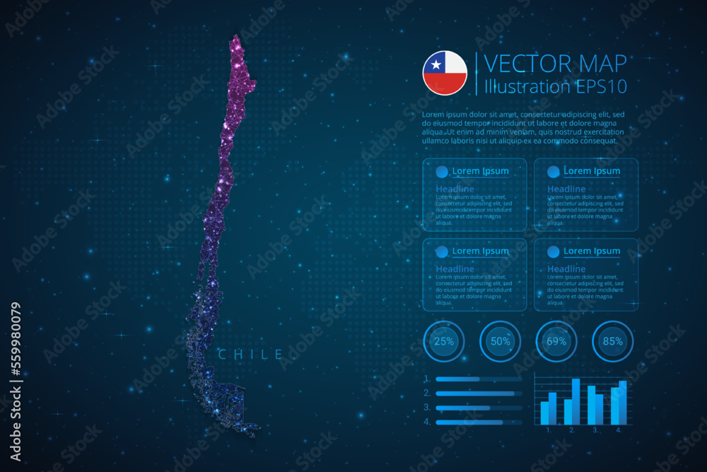Chile map infographics template for diagram, graph, presentation and ...