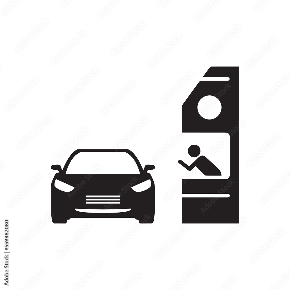 Drive through glyph icon. Simple solid style symbol can be used for web ...