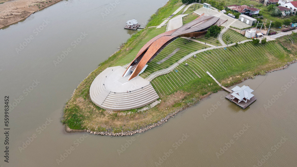 Aerial view of Pa San bridge (or Pasan bridge), the iconic building of ...