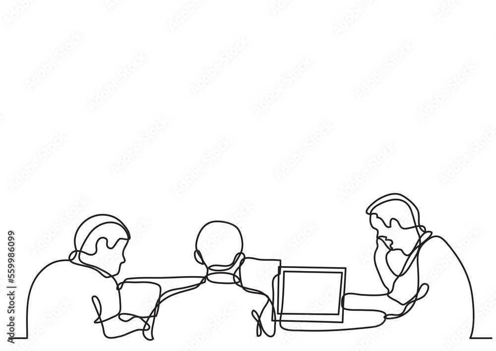 continuous line drawing people working - PNG image with transparent ...
