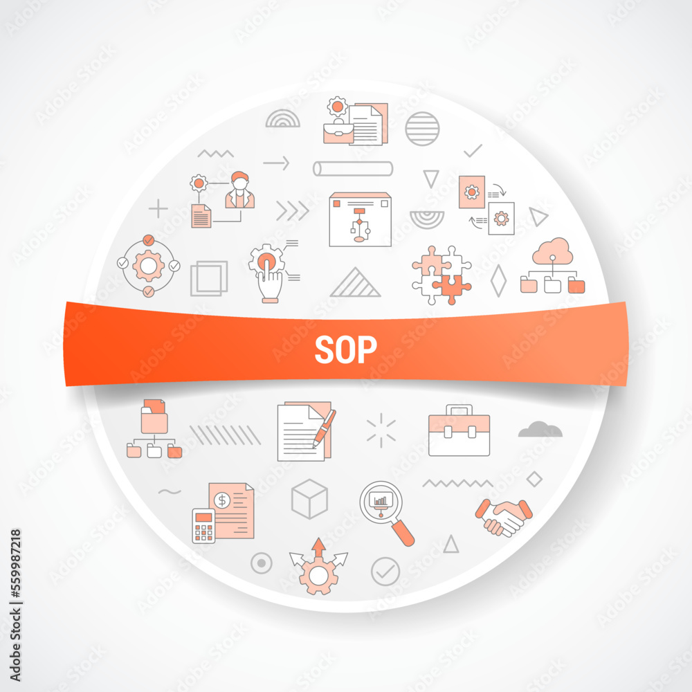 sop standard operating procedure concept with icon concept with round ...