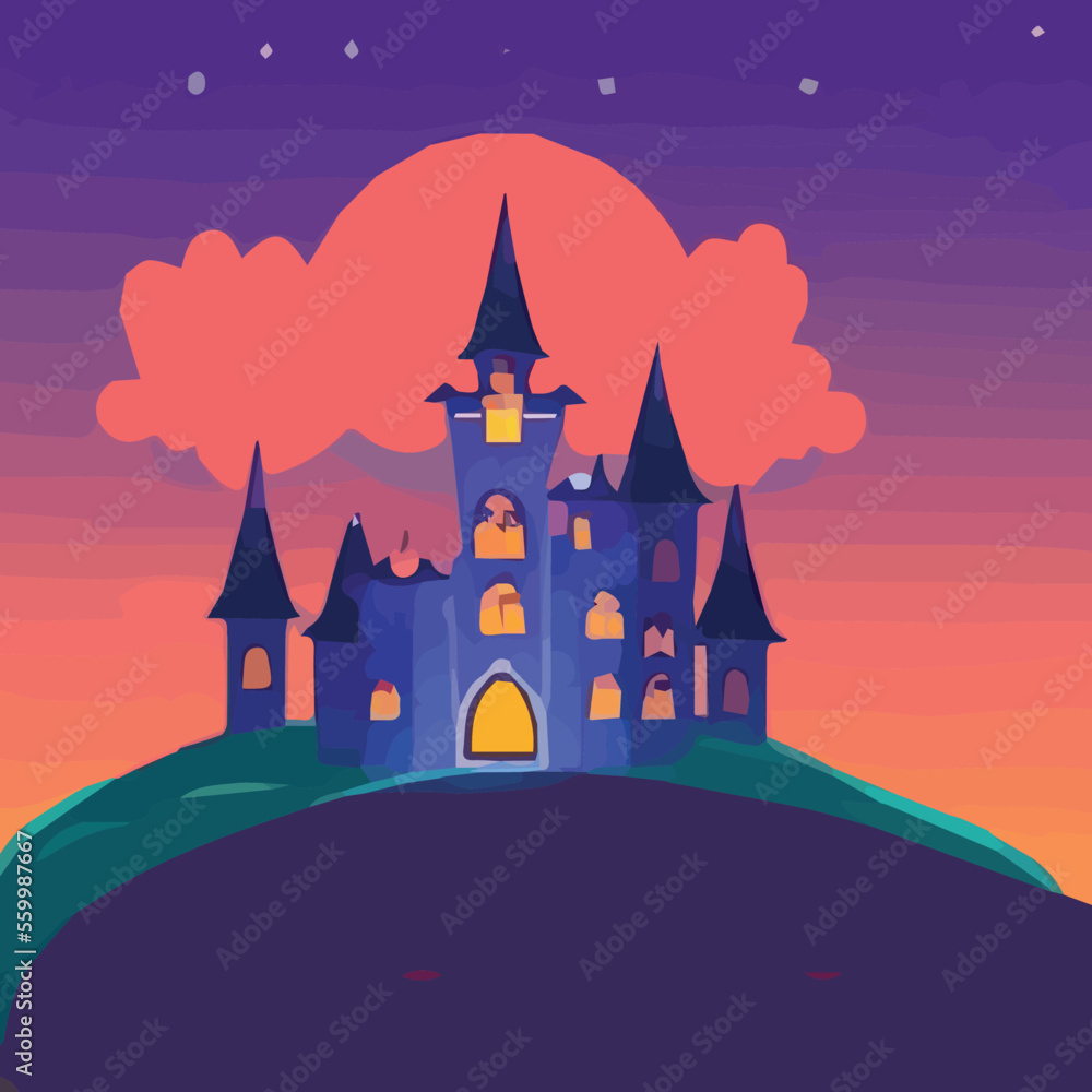 Medieval castle towers. Fairy tail appearance, king-fortress and ...