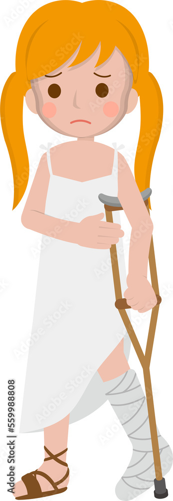 Cartoon Comic Vector of Girl Fracture Stock Illustration | Adobe Stock