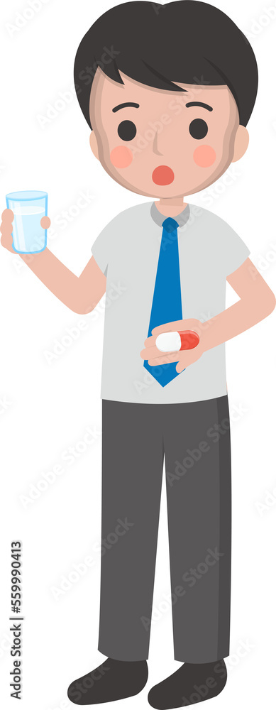 Cartoon comic vector of male taking medicine treatment Stock ...