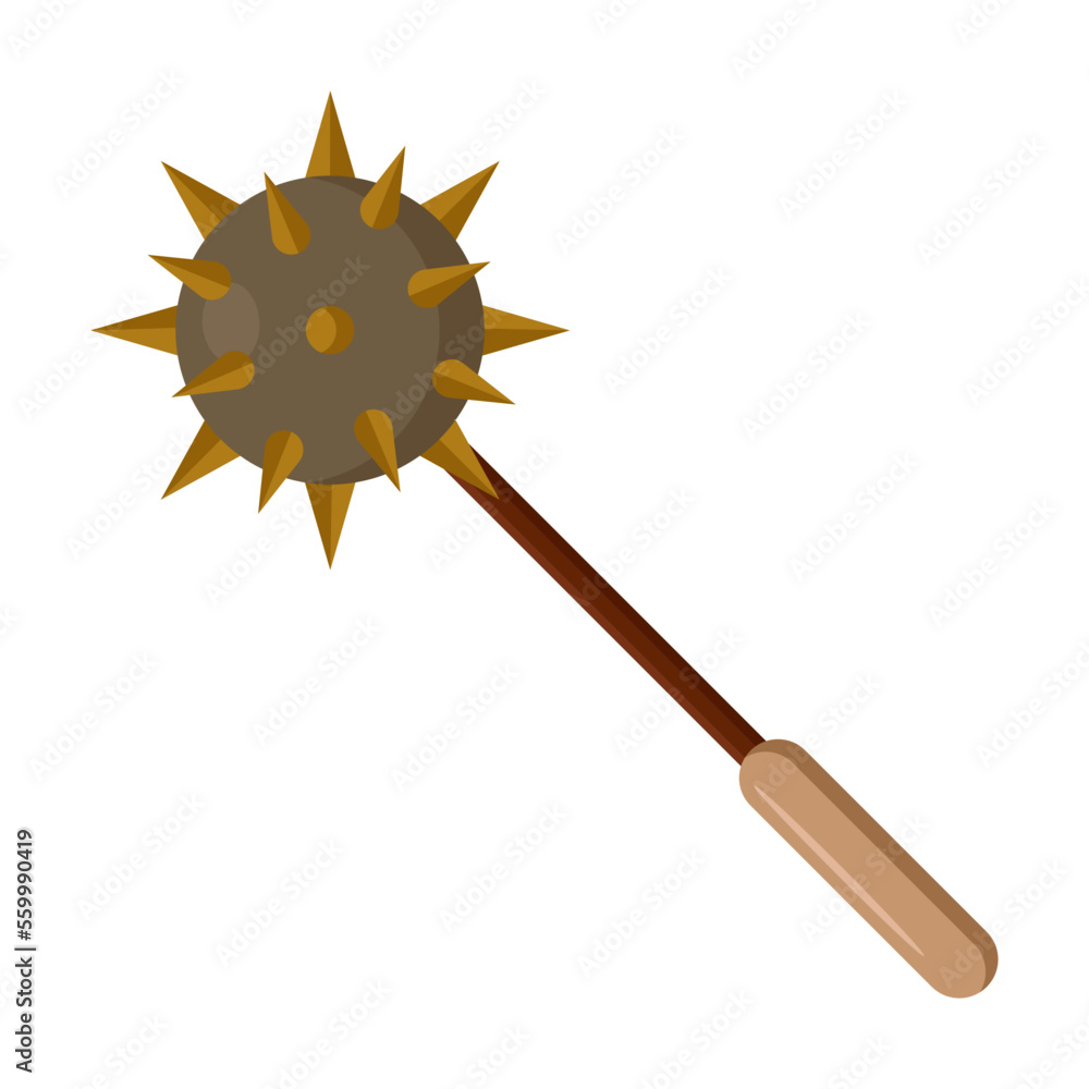 Ancient Spiked mace of warrior vector illustration. Cartoon drawing of ...