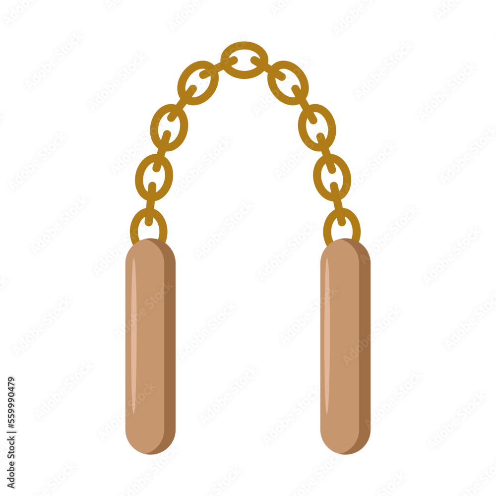 Ancient combat nunchucks of warrior vector illustration. Cartoon ...