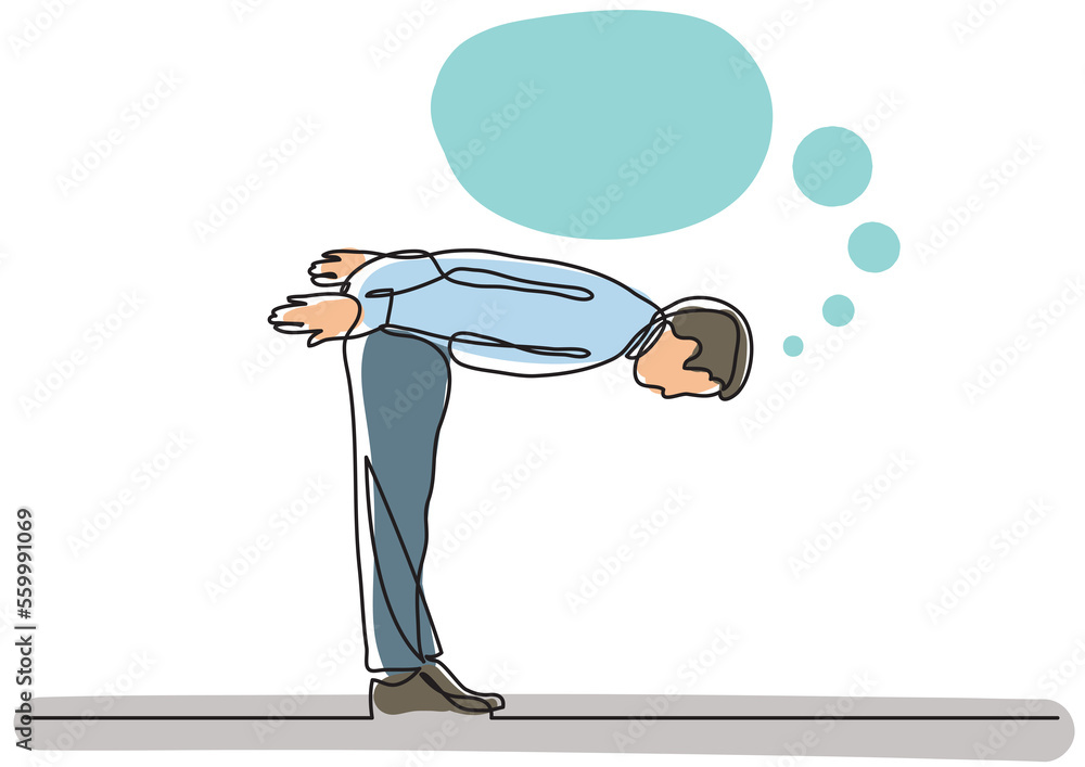 continuous line drawing businessman man bowing down - PNG image with ...