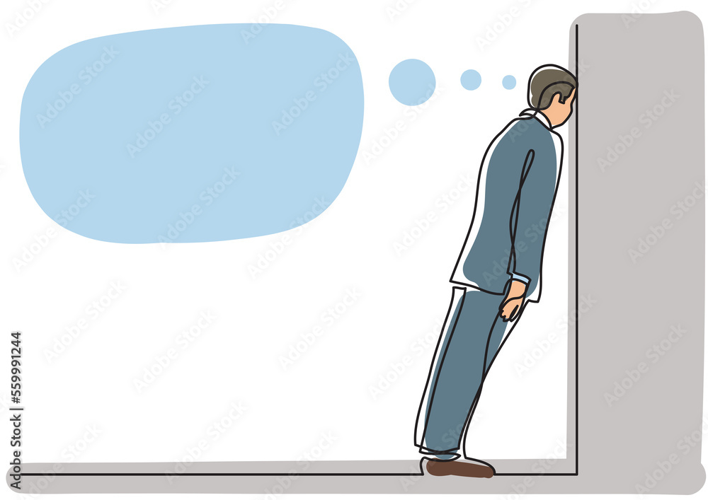 continuous line drawing man stuck in dead end work job - PNG image with ...