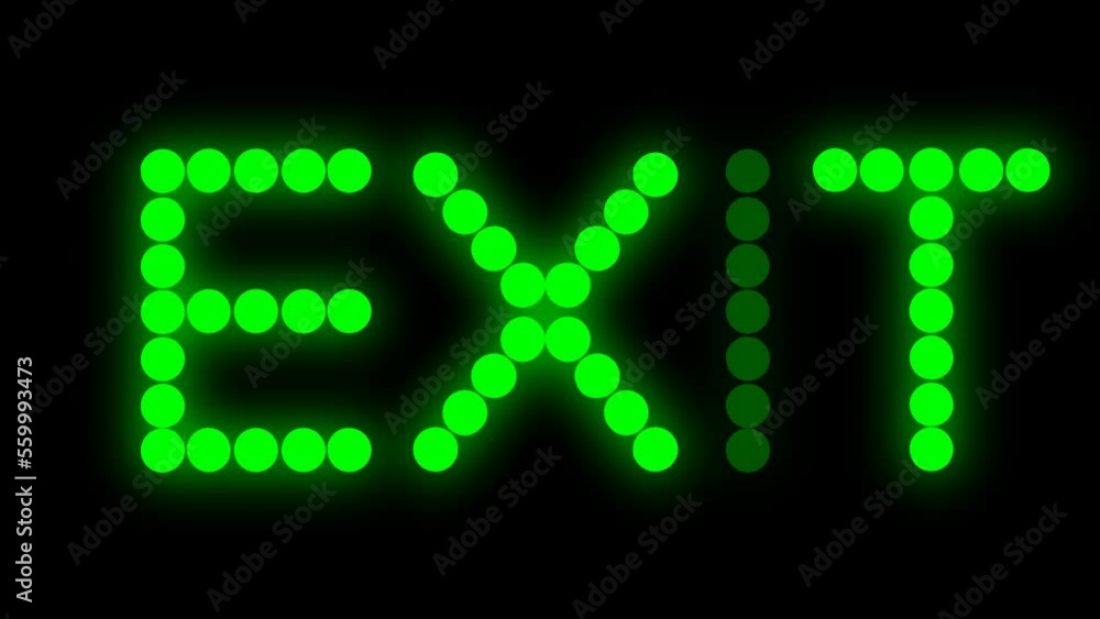 Exit Sign , Illuminated green Exit Sign, Led lights exit sign Animation ...
