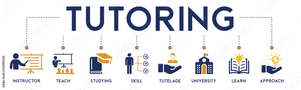 Tutoring banner web icon vector illustration concept with icon of ...