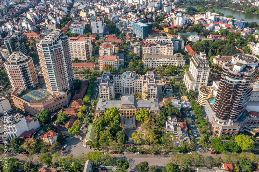Foto de Hanoi, Vietnam - May 04, 2022: Top view aerial photo of Supreme ...