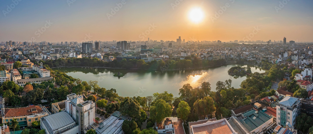 Hanoi, Vietnam - May 04, 2022: Top view aerial photo from flying drone ...