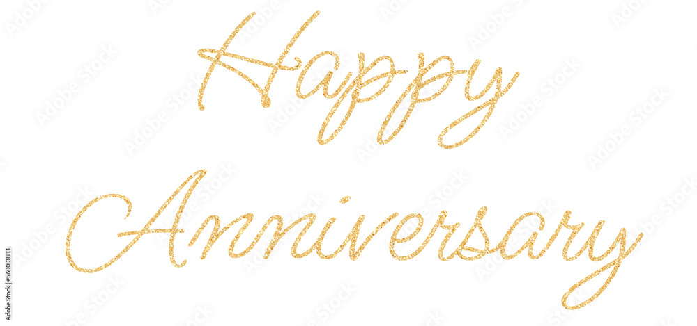 Happy Anniversary Lettering Gold Glitter Textured Design Element PNG ...