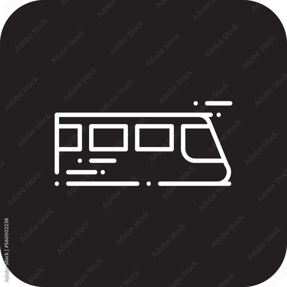 Train Transportation icon with black filled line style. Vehicle, symbol ...