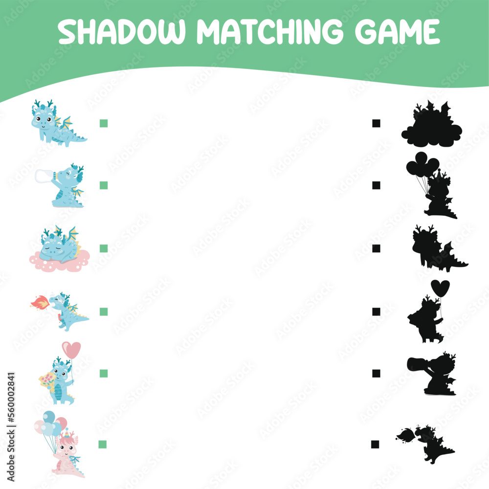 Find the correct shadow. Educational matching game for children. Kids ...