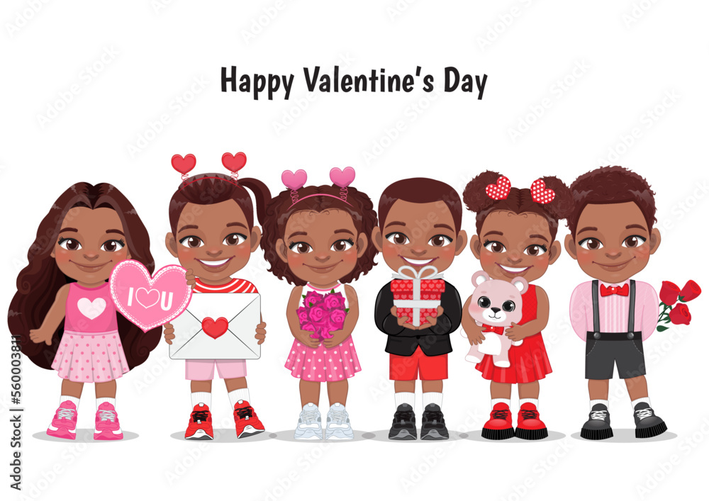 Valentine African American kids with multicultural little black boys ...