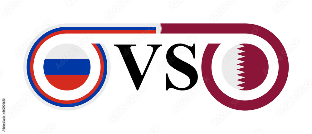 the concept of russia vs qatar. vector illustration isolated on white ...