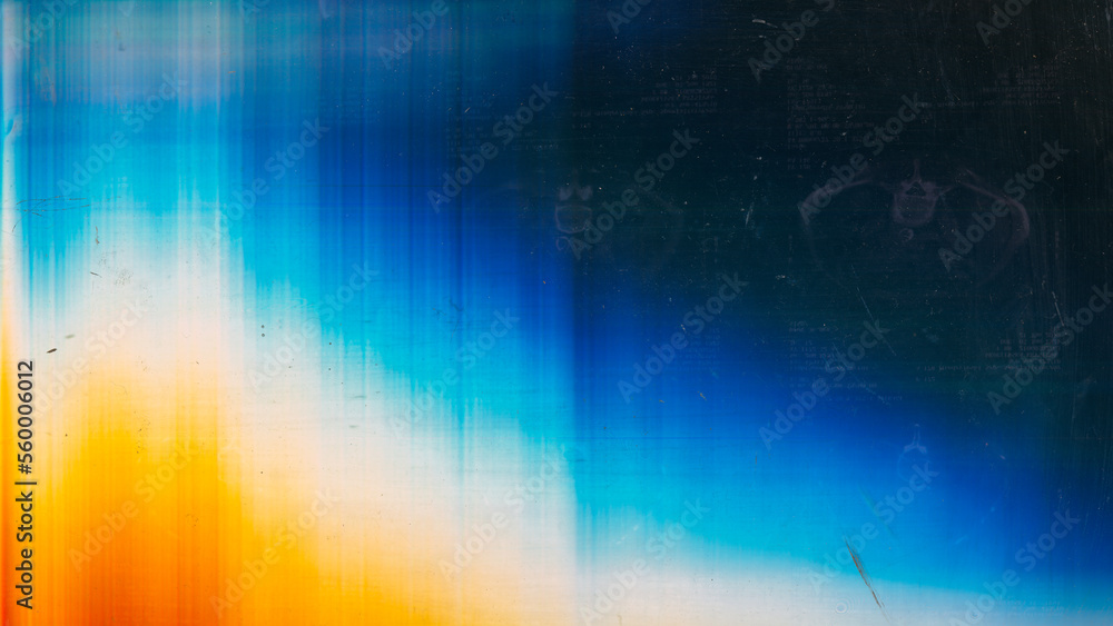 Dust scratch overlay. Light flare. Old film texture. Orange blue white ...