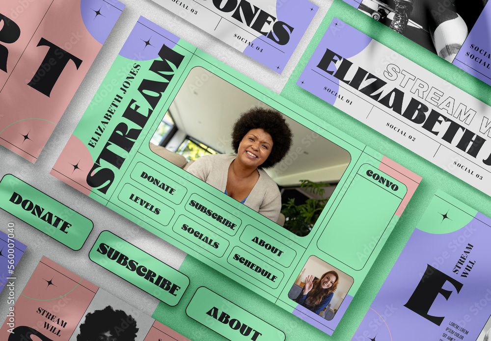 Colourful Retro Stream Overlay Stock Template | Adobe Stock