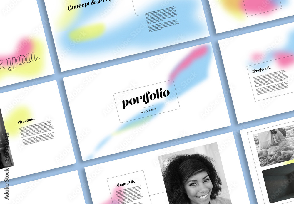 Watercolour Gradient Portfolio Stock Template | Adobe Stock