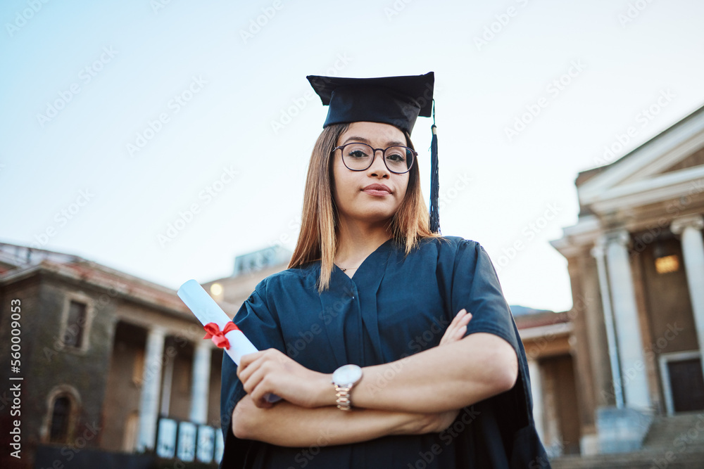 Foto de Graduation, education and portrait of woman at university ...