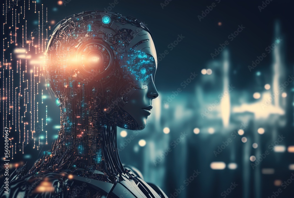 illustration of a futuristic robot with cybermatic system design ...