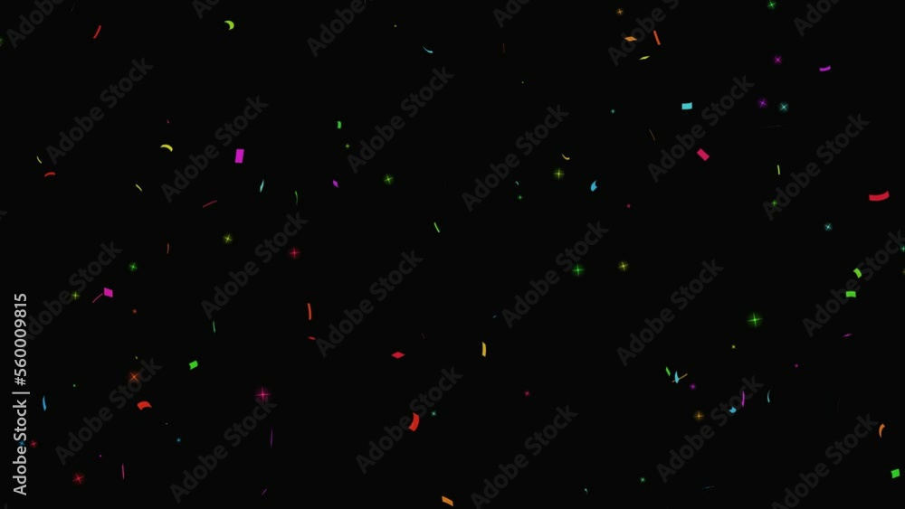 Seamless Loop Colorful confetti with star particle on transparent ...