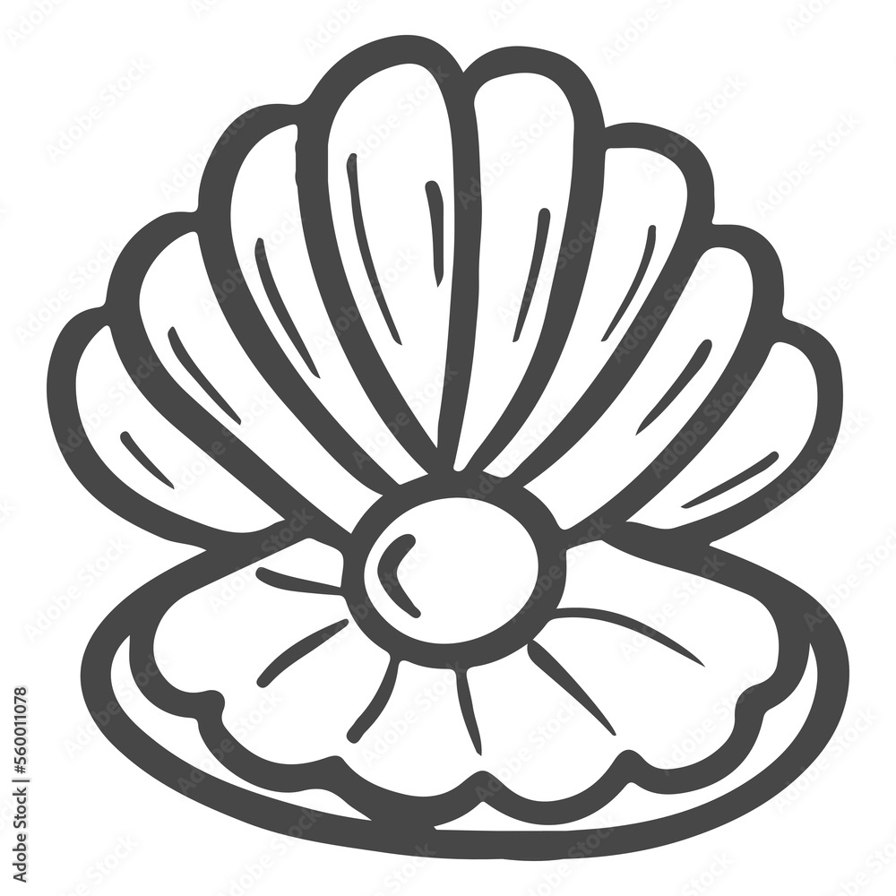 pearl shell animal in sea hand drawn sketch doodle illustration Stock ...