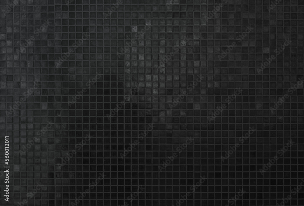 Dark black ceramic wall and floor tiles mosaic background in bathroom ...