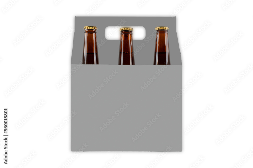 Beer paper box mock up isolated. Blank white case with cold beer ...