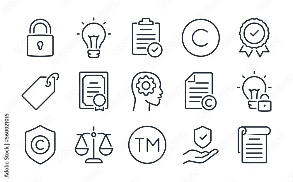 Poster Copyright, trademark, brand, patent, intellectual property and trade secret concept ...