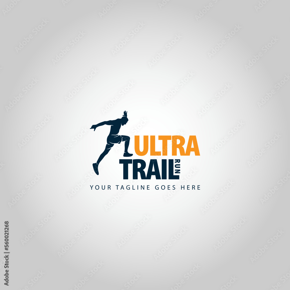 Ultra Trail running logo vector illustration on white background Stock ...