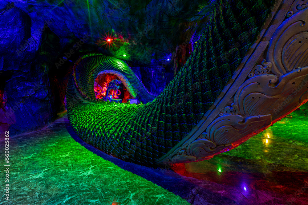 Wat Kaeng Khoi (Naka Cave)-Saraburi:December16,2022,atmosphere inside the temple has Naga ...